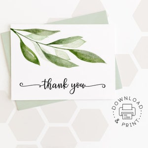 Thank You Printable Card / Instant Download PDF / Greenery Card ...