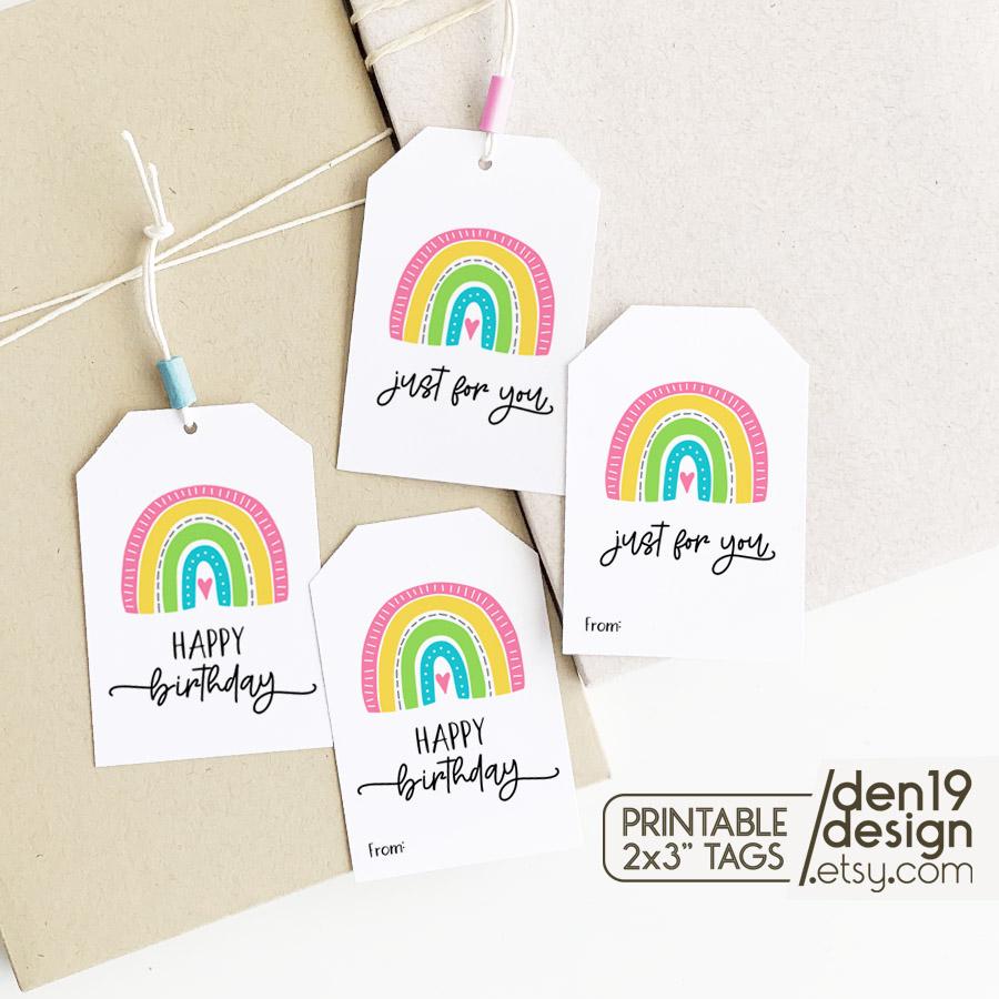 Rainbow Gift Tags: Printable Birthday & Just for You Labels (PDF) - Etsy