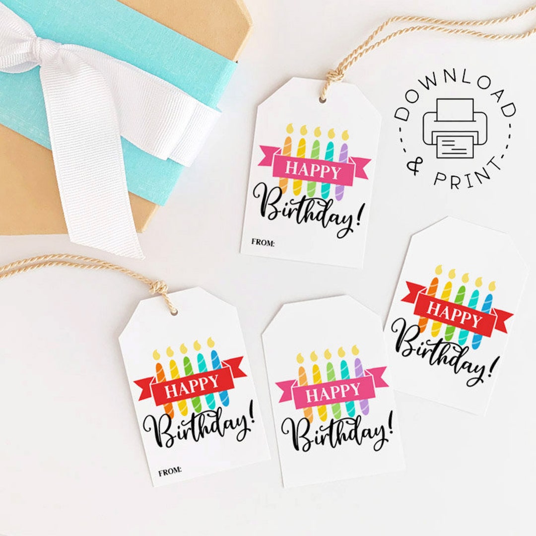 Printable Gift Tags / Happy Birthday Gift Tag / Birthday Gift Labels in ...