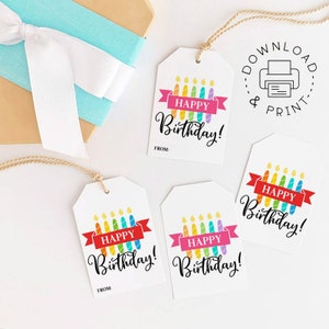 Printable Gift Tags / Happy Birthday Gift Tag / Birthday Gift Labels in ...