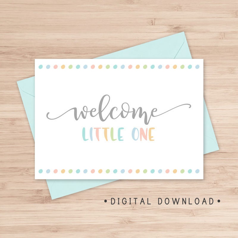 Welcome Little One Printable Card / Instant Download PDF / | Etsy