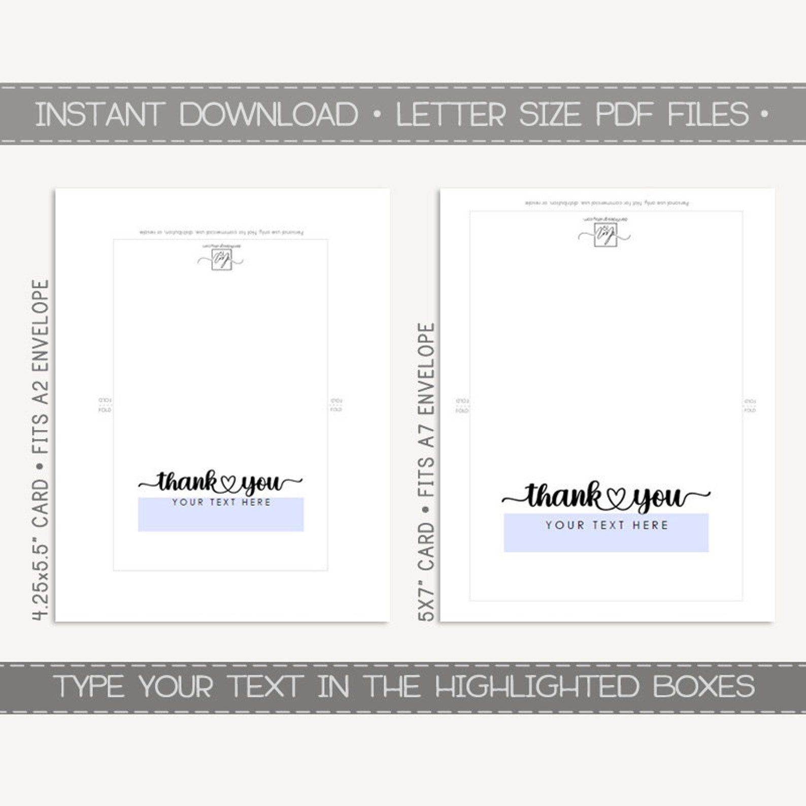 Editable & Printable Thank You Card / Instant Download PDF / - Etsy