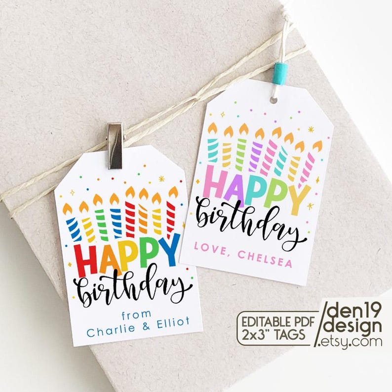 Editable & Printable Gift Tags / Happy Birthday Tag / Instant Download ...