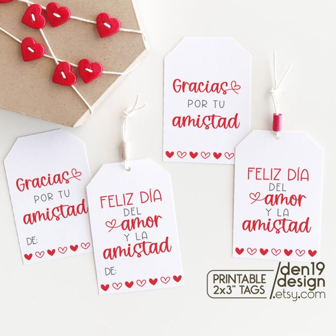 Printable Gift Tags / Spanish Valentine's Day Favor Tags / Feliz Dia ...