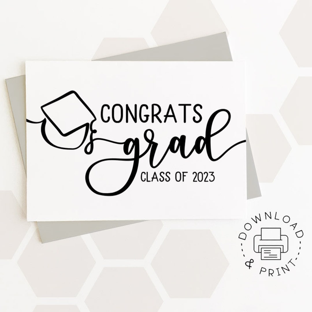 Printable Card Congrats Grad Class of 2023 / Instant Download - Etsy