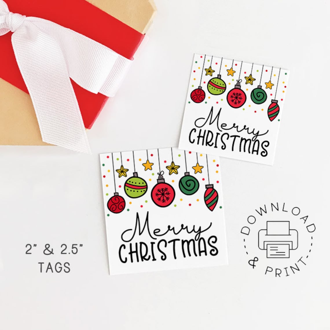 Printable Merry Christmas Gift Tags / Square Merry Christmas - Etsy