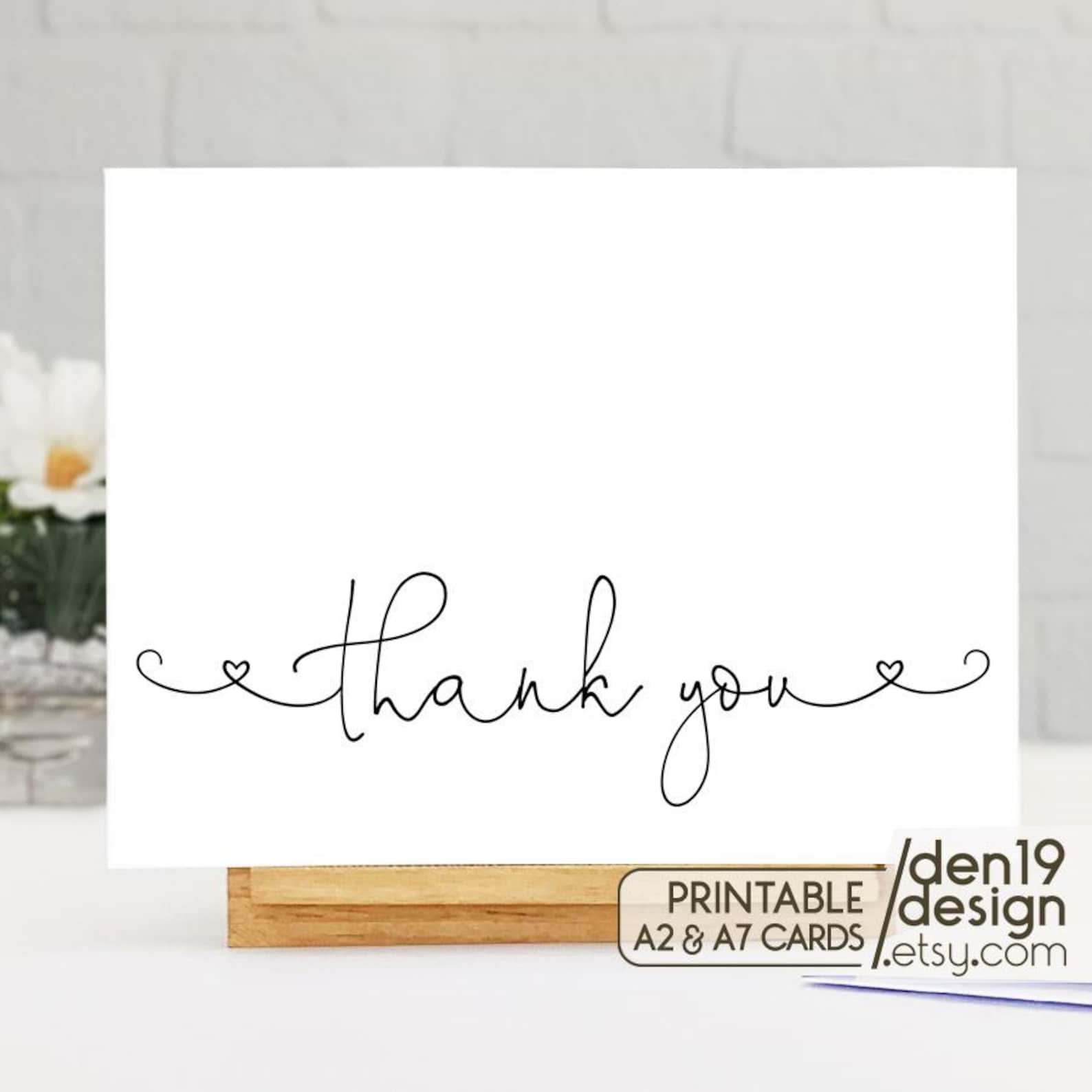 Thank You Printable Card / Instant Download PDF / Card Template - Etsy