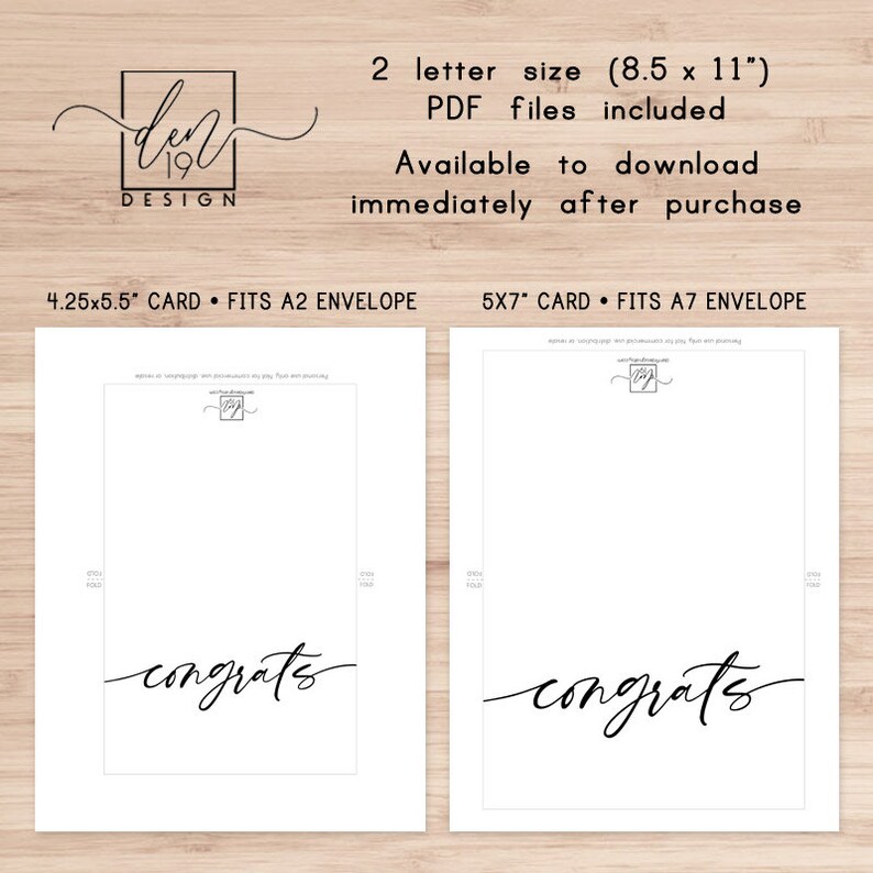 Congrats Printable Card / Instant Download PDF / Card Template | Etsy