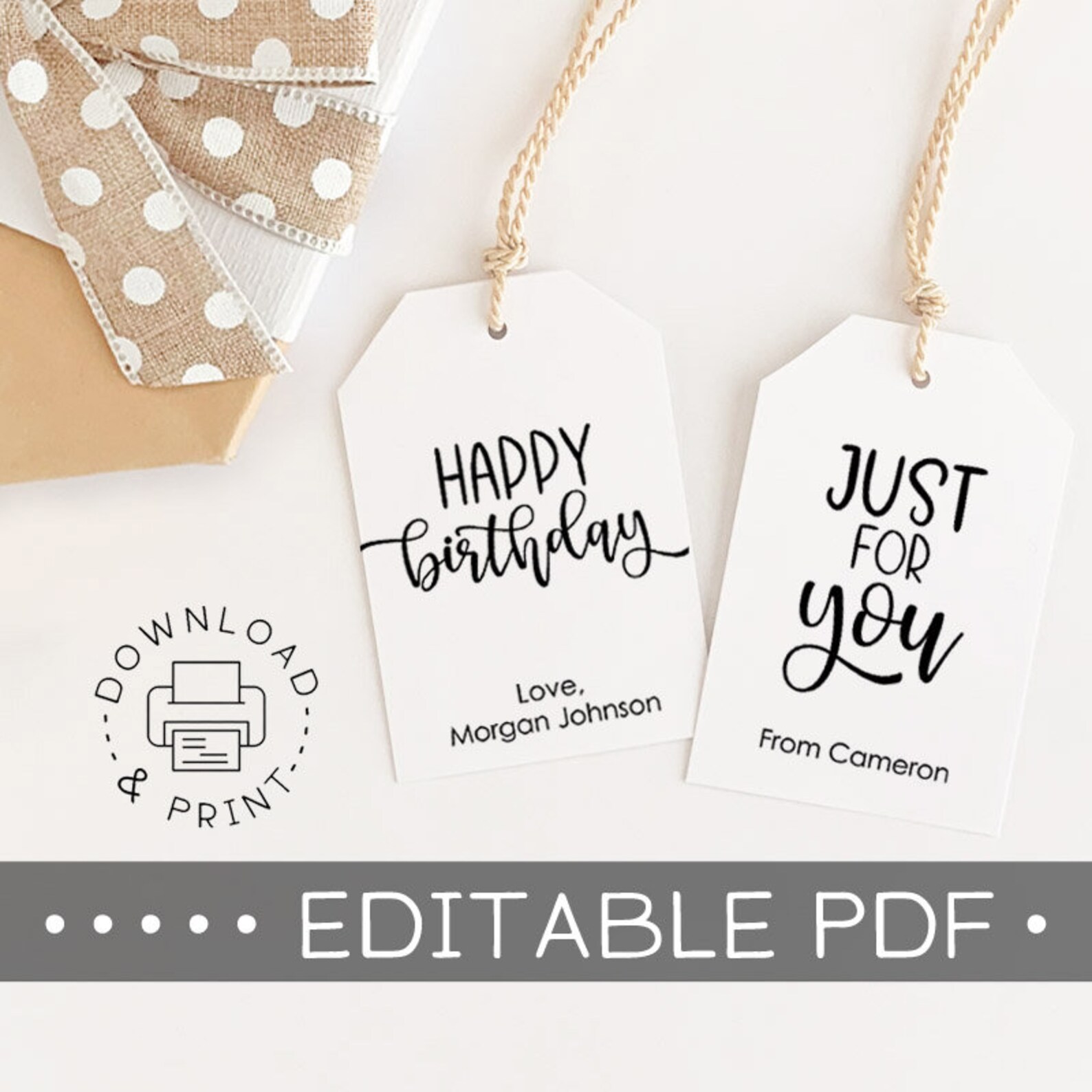Editable & Printable Gift Tags / Happy Birthday Gift Tag / - Etsy
