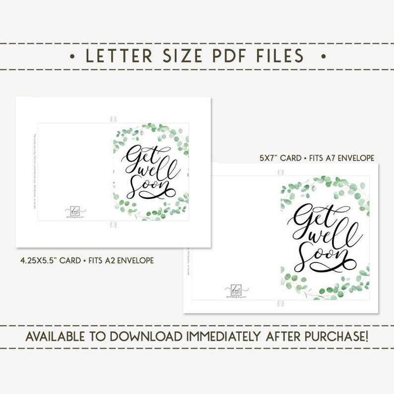 Get Well Soon Printable Card / Instant Download PDF / Card Template - Etsy