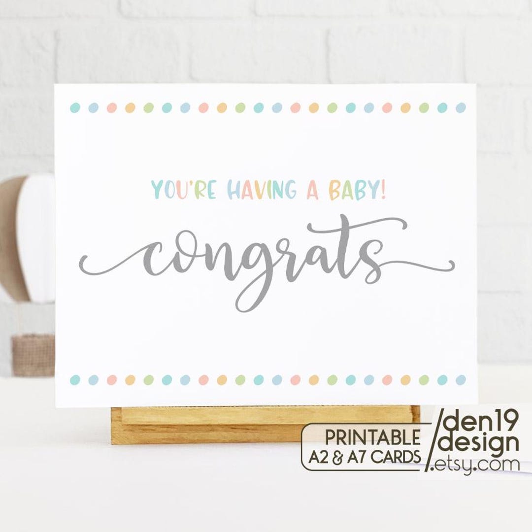 Congrats New Baby Card: Neutral Printable Template (PDF) - Etsy