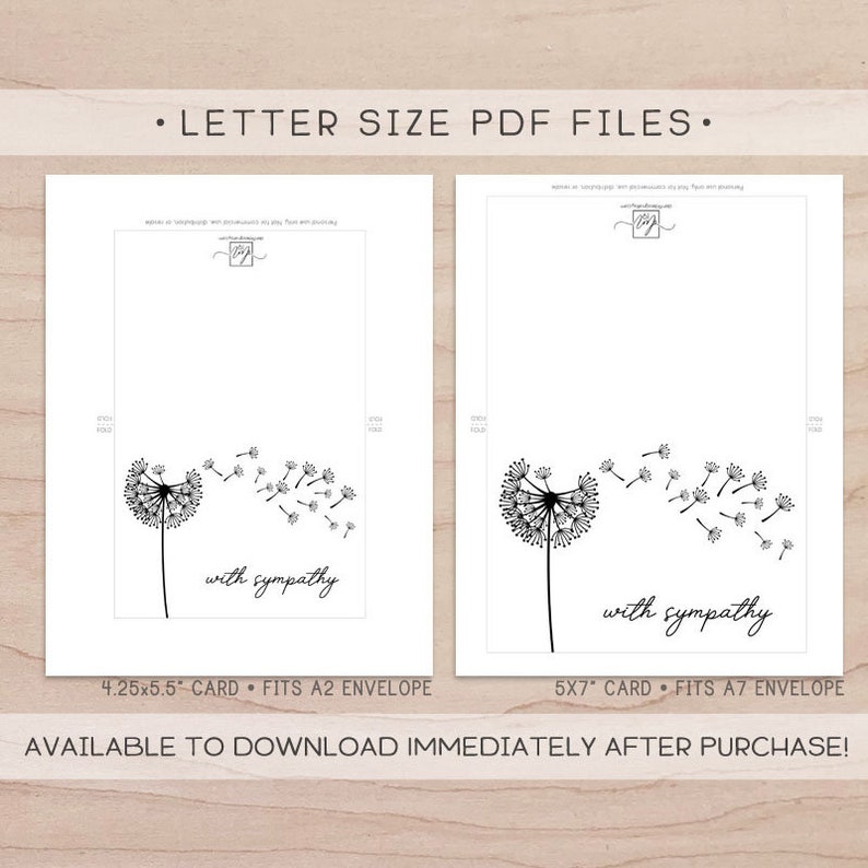 With Sympathy Printable Card / Instant Download PDF / Card - Etsy