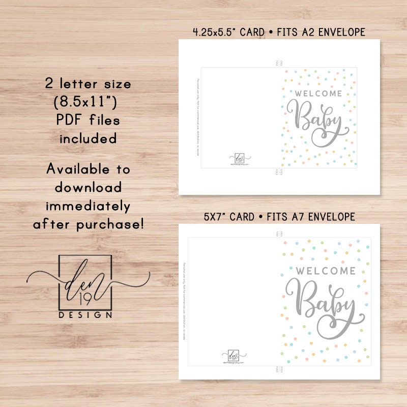Welcome Baby Printable Card / Instant Download PDF / Neutral | Etsy