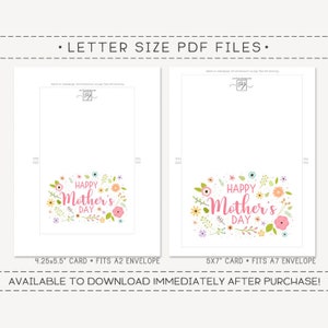 Happy Mother's Day Printable Card / Floral Printable Card / Instant ...