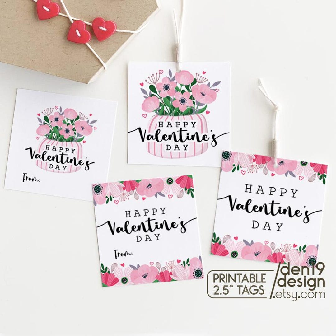 Printable Gift Tags / Happy Valentine's Day Tag / Floral Valentine ...