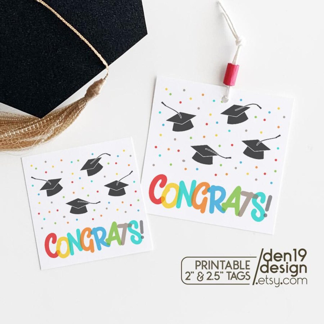 Printable Graduation Gift Tags / Square Congrats Tag / 2x2 and 2.5x2.5 ...