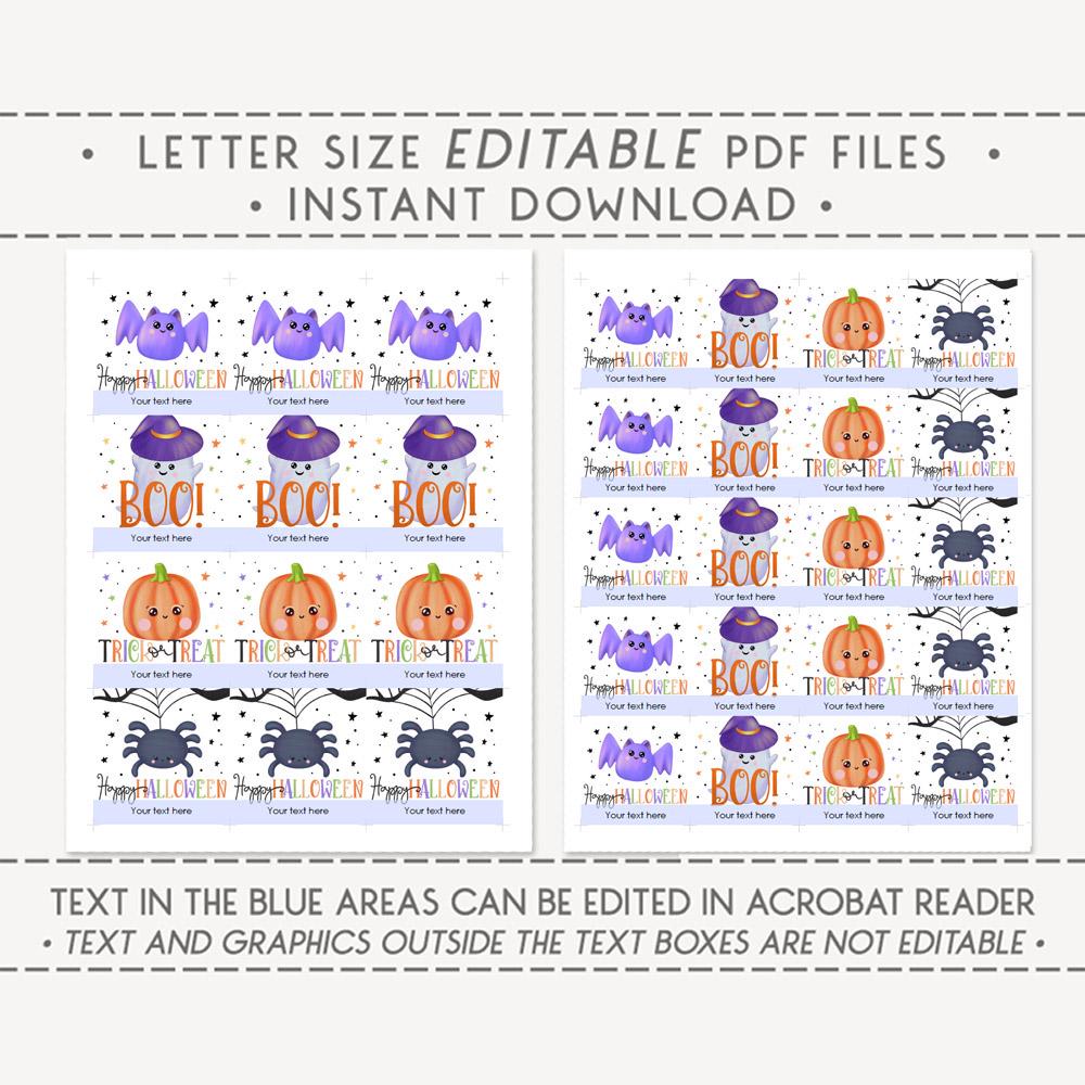 Editable & Printable Halloween Gift Tags / Trick or Treat Favor Tags ...