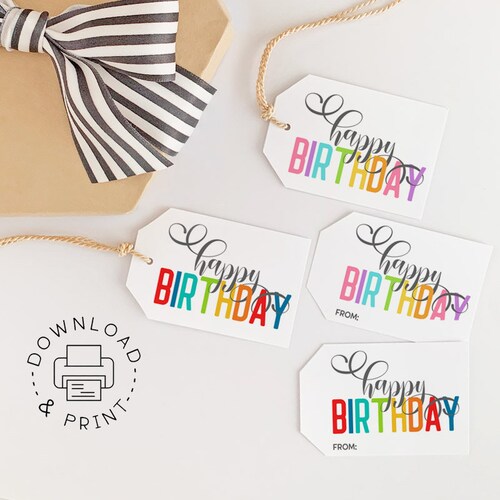 Editable & Printable Gift Tags / Happy Birthday Gift Tag / - Etsy