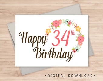 Happy 34th Birthday | Etsy