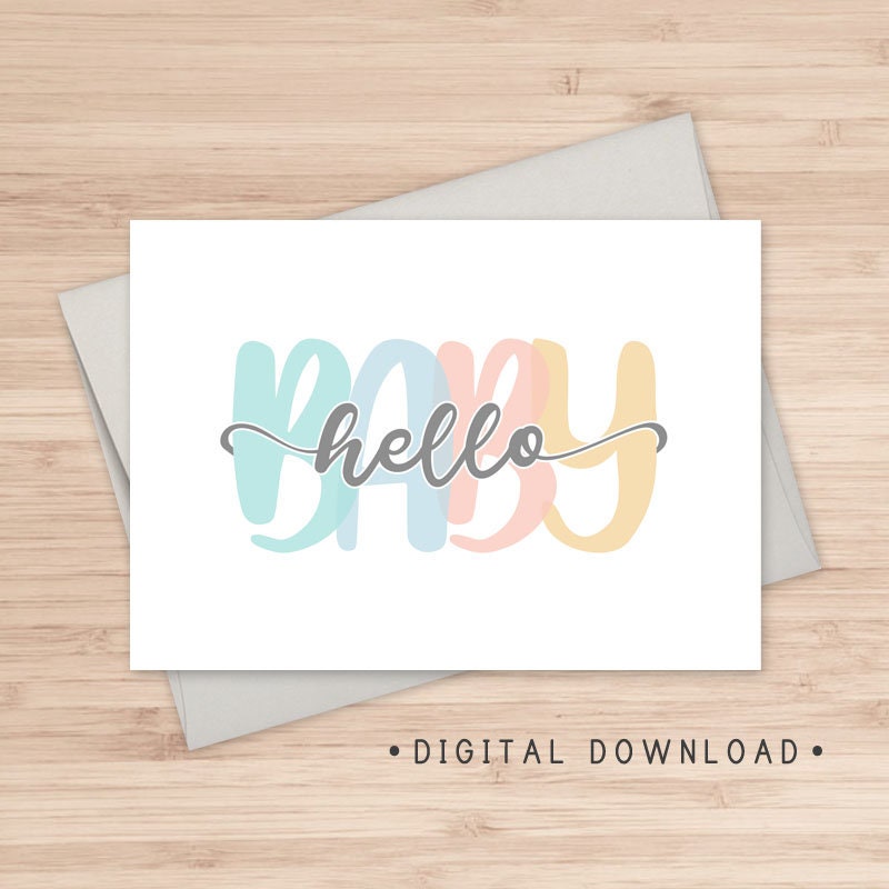 Hello Baby Printable Card / Instant Download PDF / Neutral New | Etsy UK