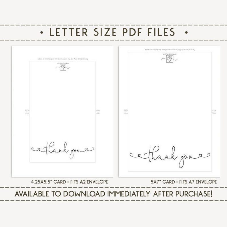 Thank You Printable Card / Instant Download PDF / Card Template - Etsy