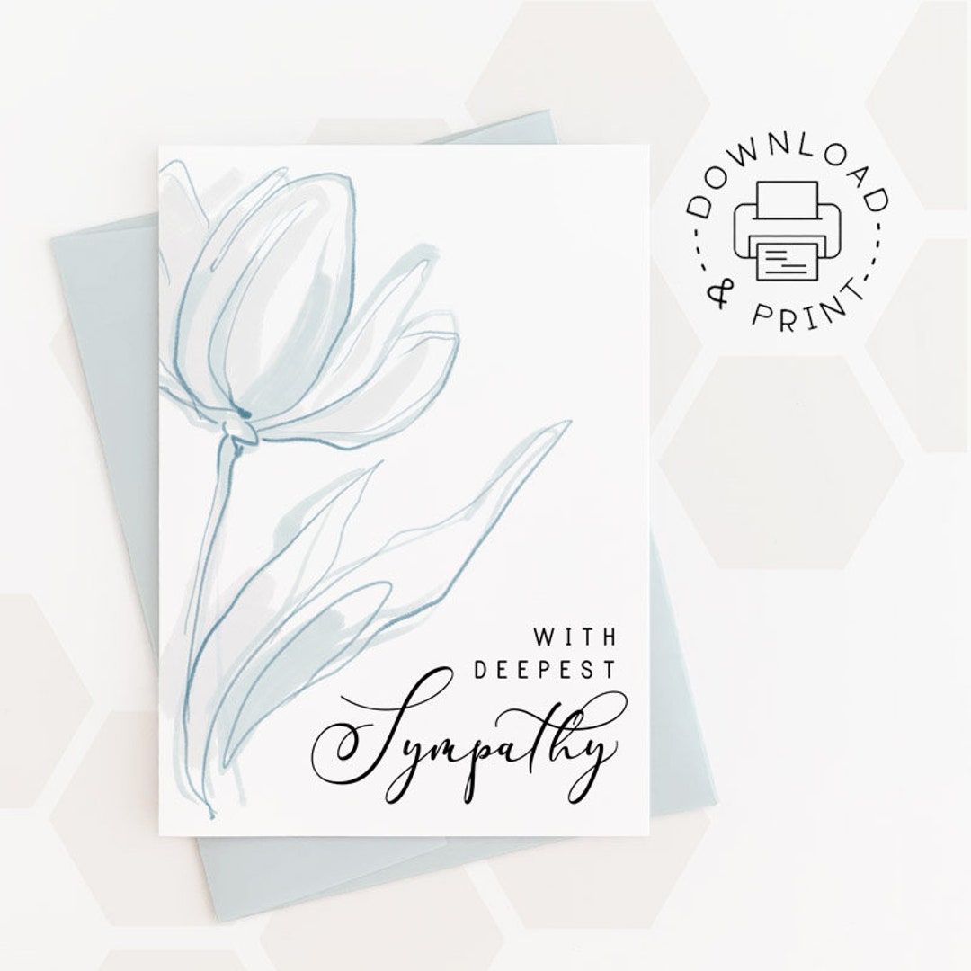 With Deepest Sympathy Printable Card / Instant Download PDF / Card ...