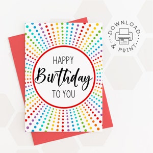 Set of 4 Printable Birthday Cards / Happy Birthday Card / Instant ...
