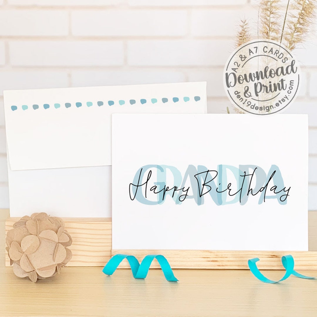 Printable Card: Happy Birthday Grandpa / Instant Download PDF / Card ...