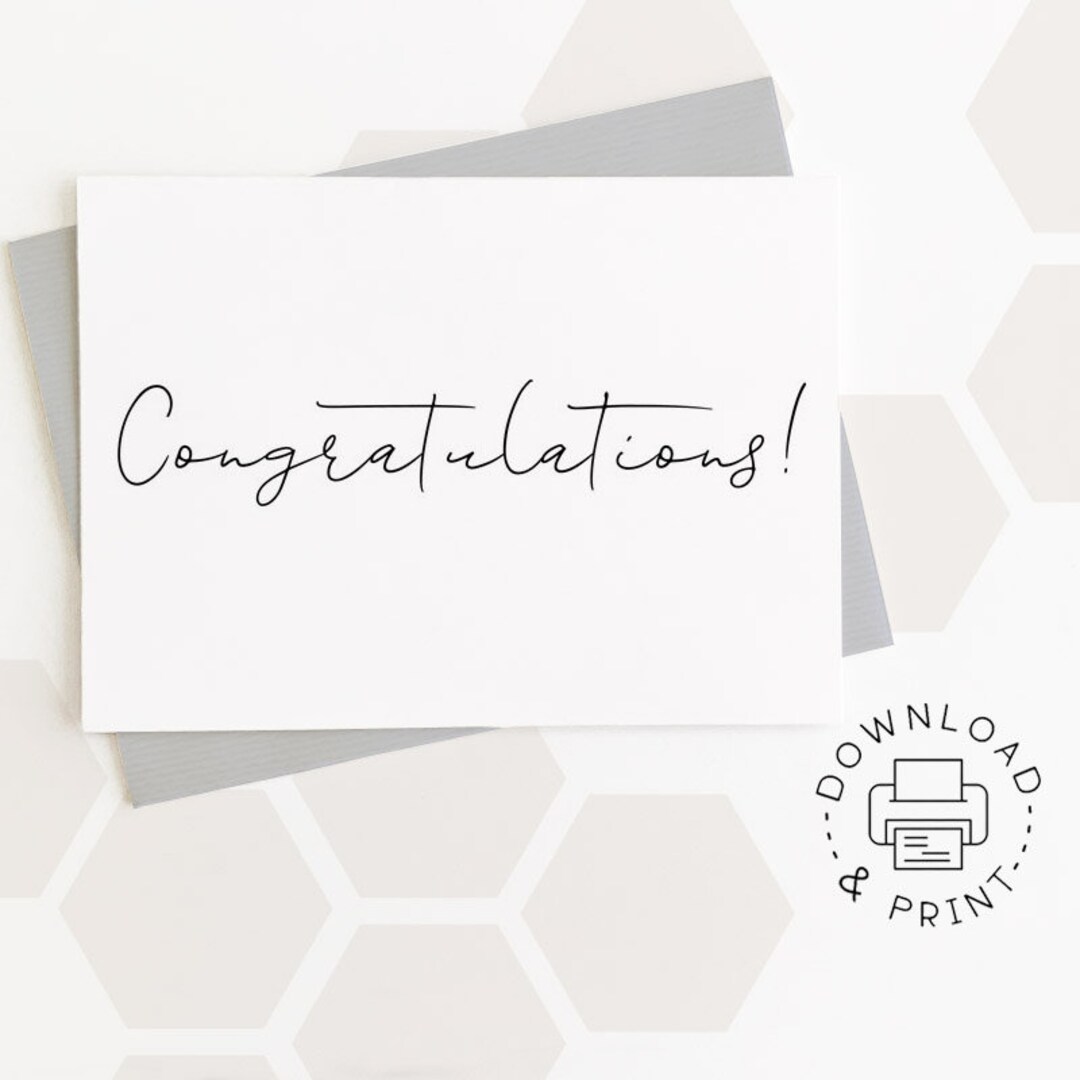 Congratulations Printable Card / Instant Download PDF / Card - Etsy