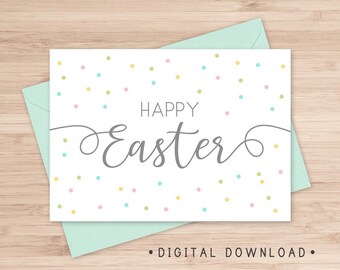 Happy Easter Printable Card / Instant Download PDF / Easter | Etsy
