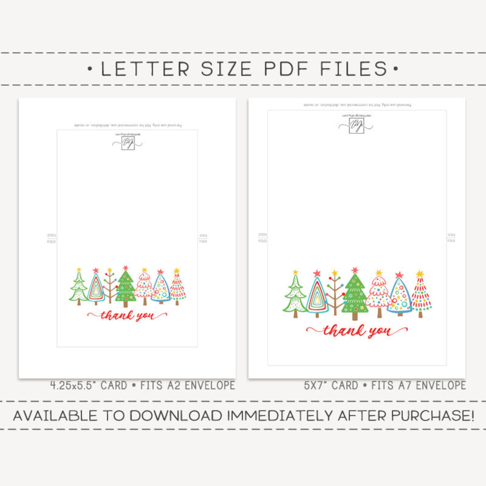 Christmas Thank You Printable Card / Instant Download PDF / - Etsy
