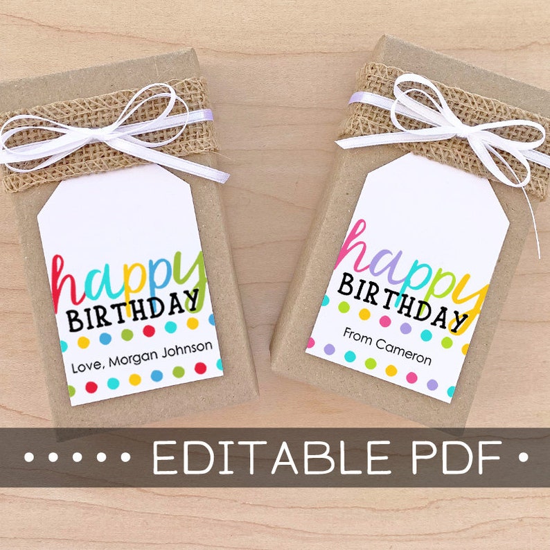 Editable & Printable Gift Tags / Happy Birthday Gift Tag / | Etsy