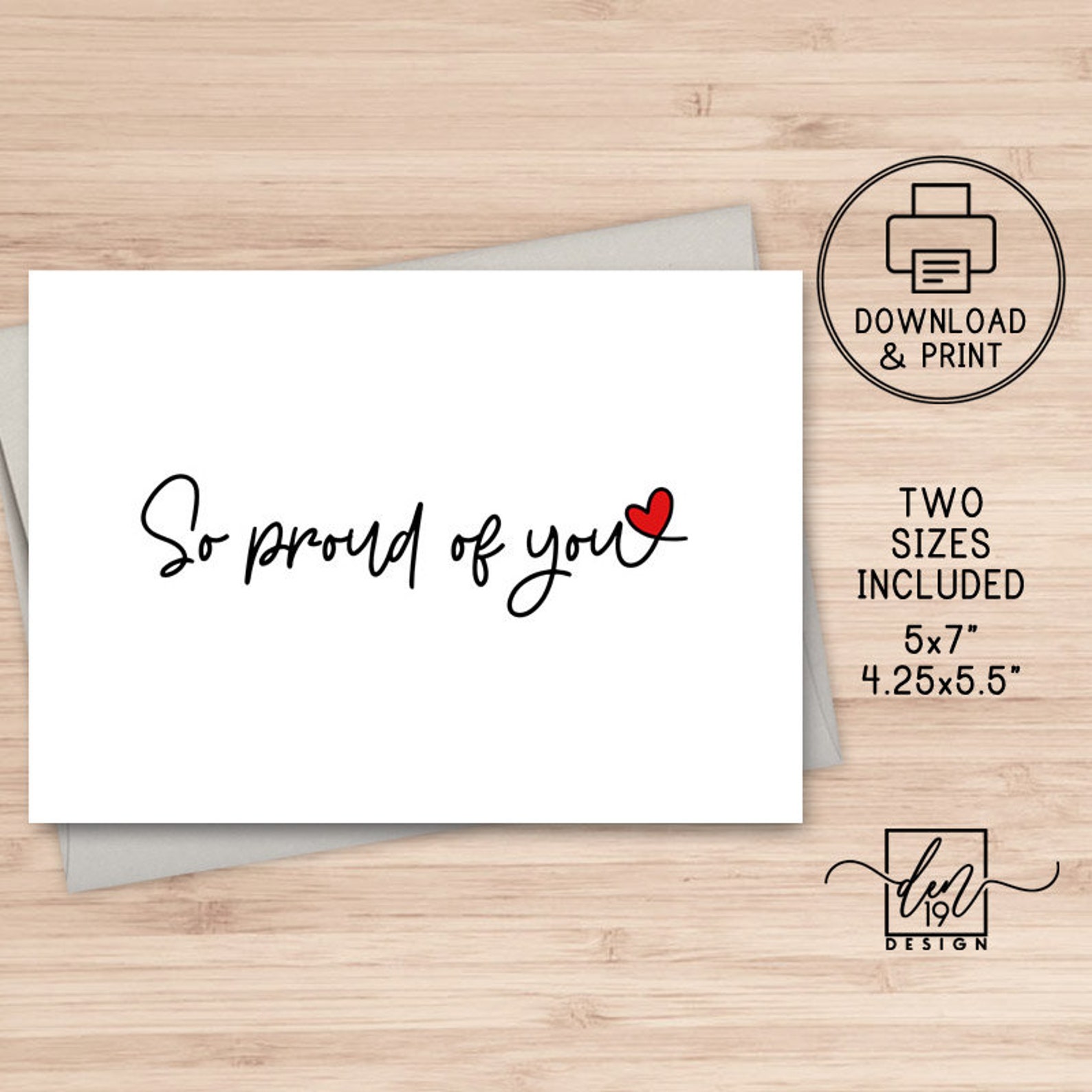 So Proud of You Printable Card / Instant Download PDF / | Etsy