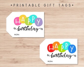 Printable Gift Tags / Happy Birthday Gift Tags / Gift Labels | Etsy
