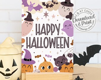 Printable Happy Halloween Card / Ghost Card Template / Instant Download ...