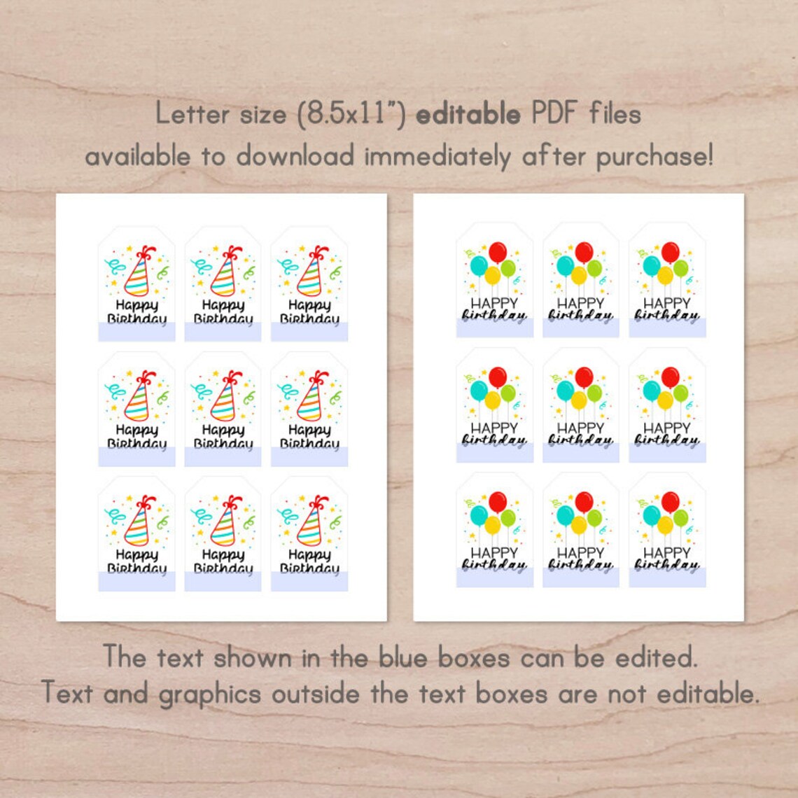 Editable & Printable Gift Tags / Happy Birthday Gift Tag / | Etsy