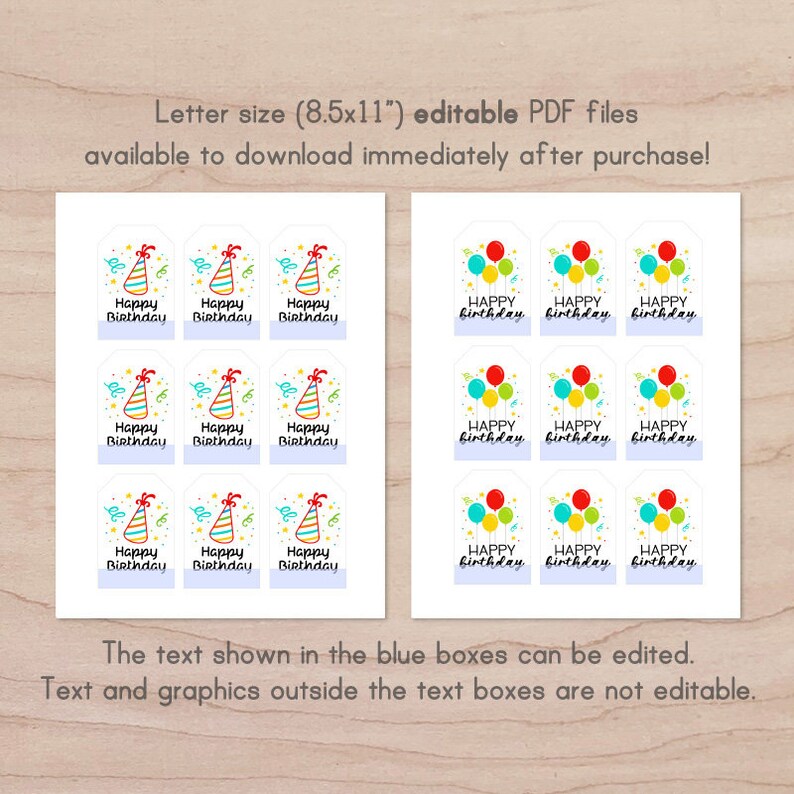 Editable & Printable Gift Tags / Happy Birthday Gift Tag / | Etsy