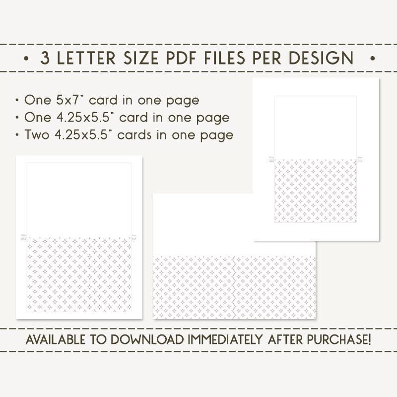 Set of 4 Printable Greenery Cards / Blank Notecard Template / Instant ...