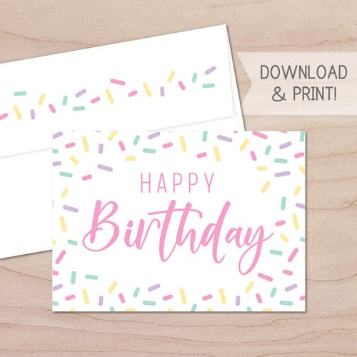 Happy Birthday Printable Card and Envelope / Instant Download - Etsy