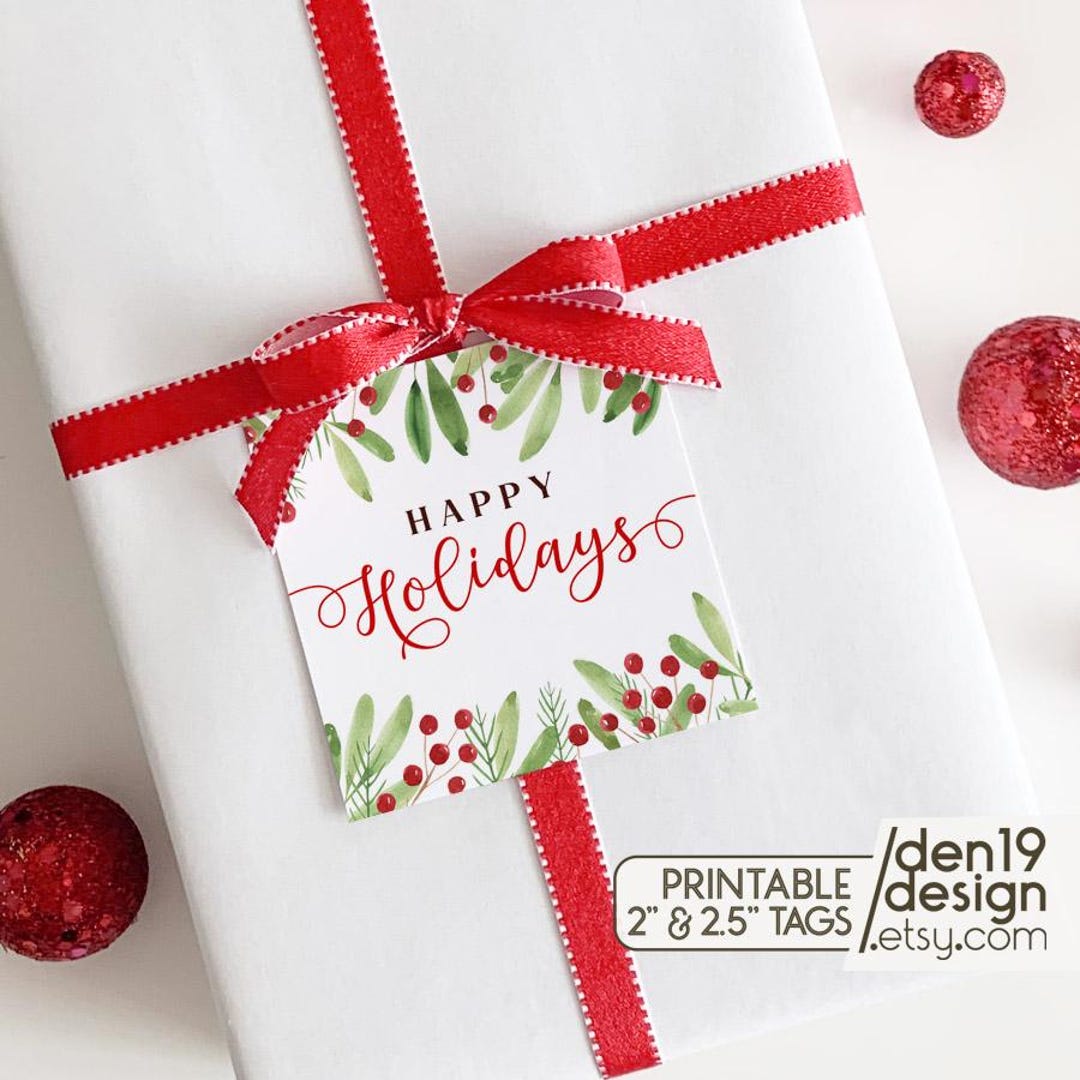 Printable Happy Holidays Gift Tag - Etsy