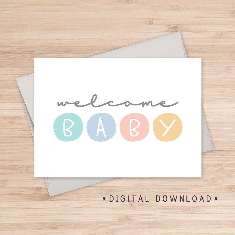 Welcome Baby Printable Card / Instant Download PDF / New Baby | Etsy
