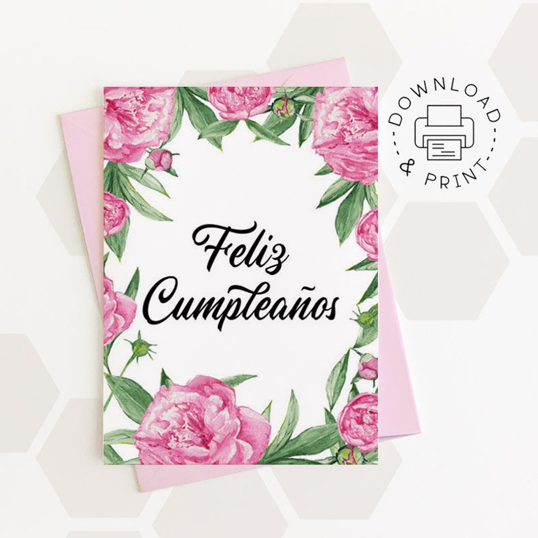 Feliz Cumpleaños / Happy Birthday Printable Card / Instant Download PDF ...