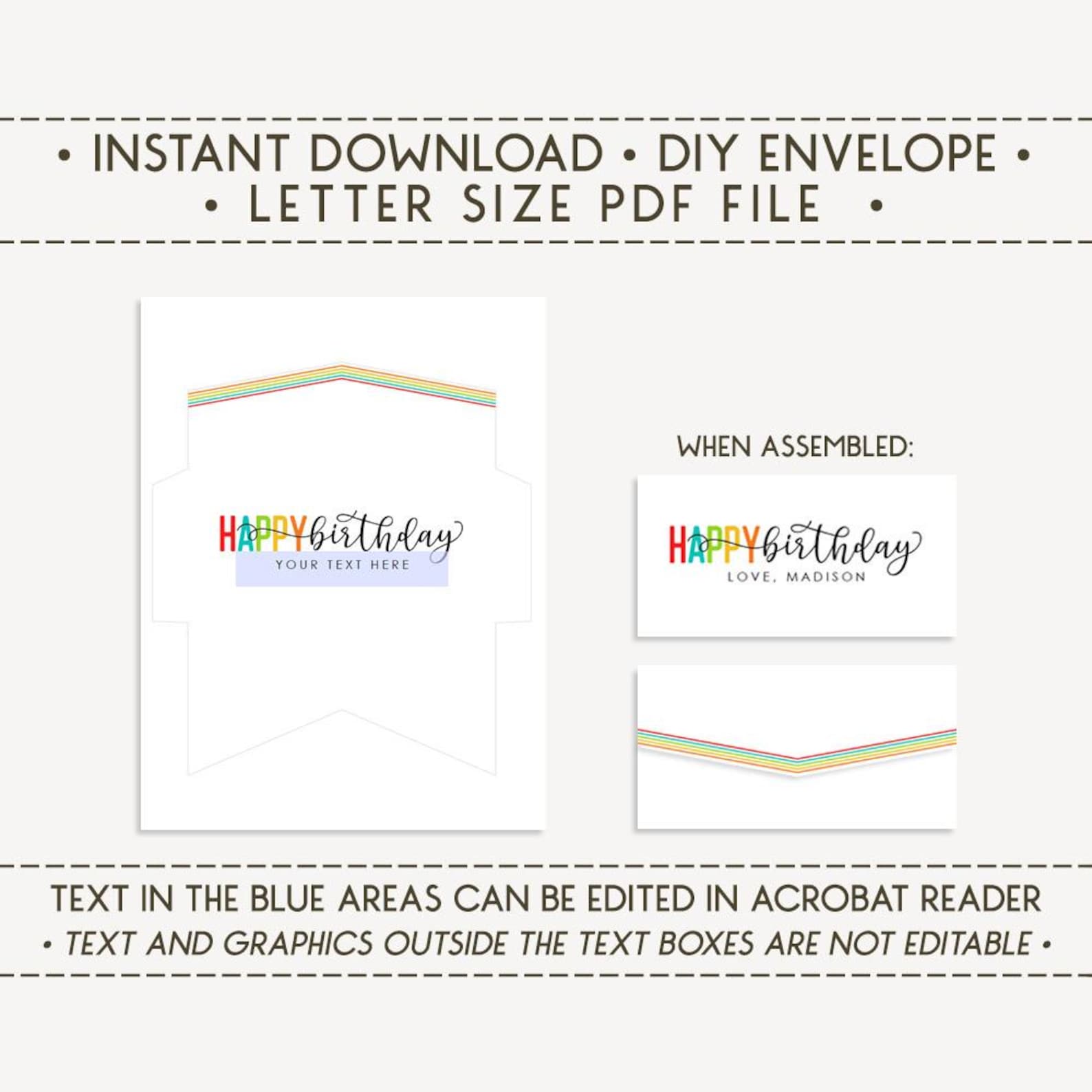 Editable & Printable Birthday Money Gift Envelope / Instant Download ...