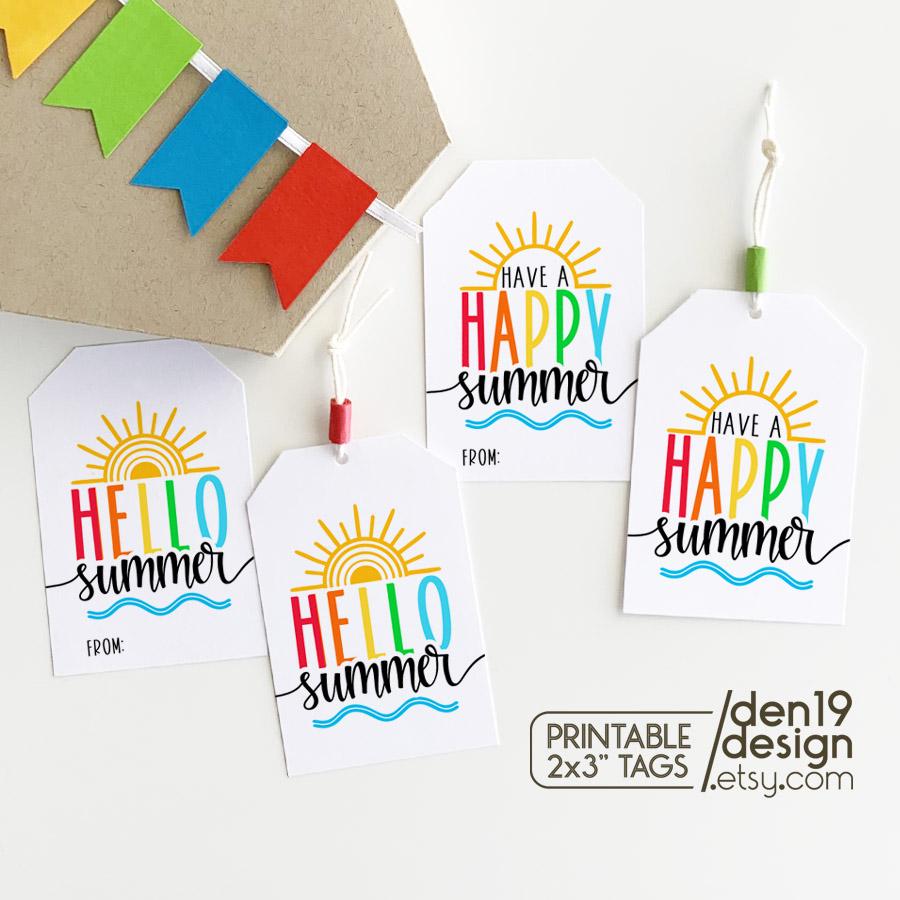 Printable Summer Gift Tags: Happy & Hello Designs (PDF) - Etsy