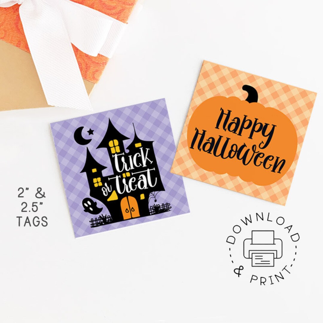 Printable Happy Halloween Gift Tags / Square Favor Tag / 2 & 2.5 Tag - Etsy
