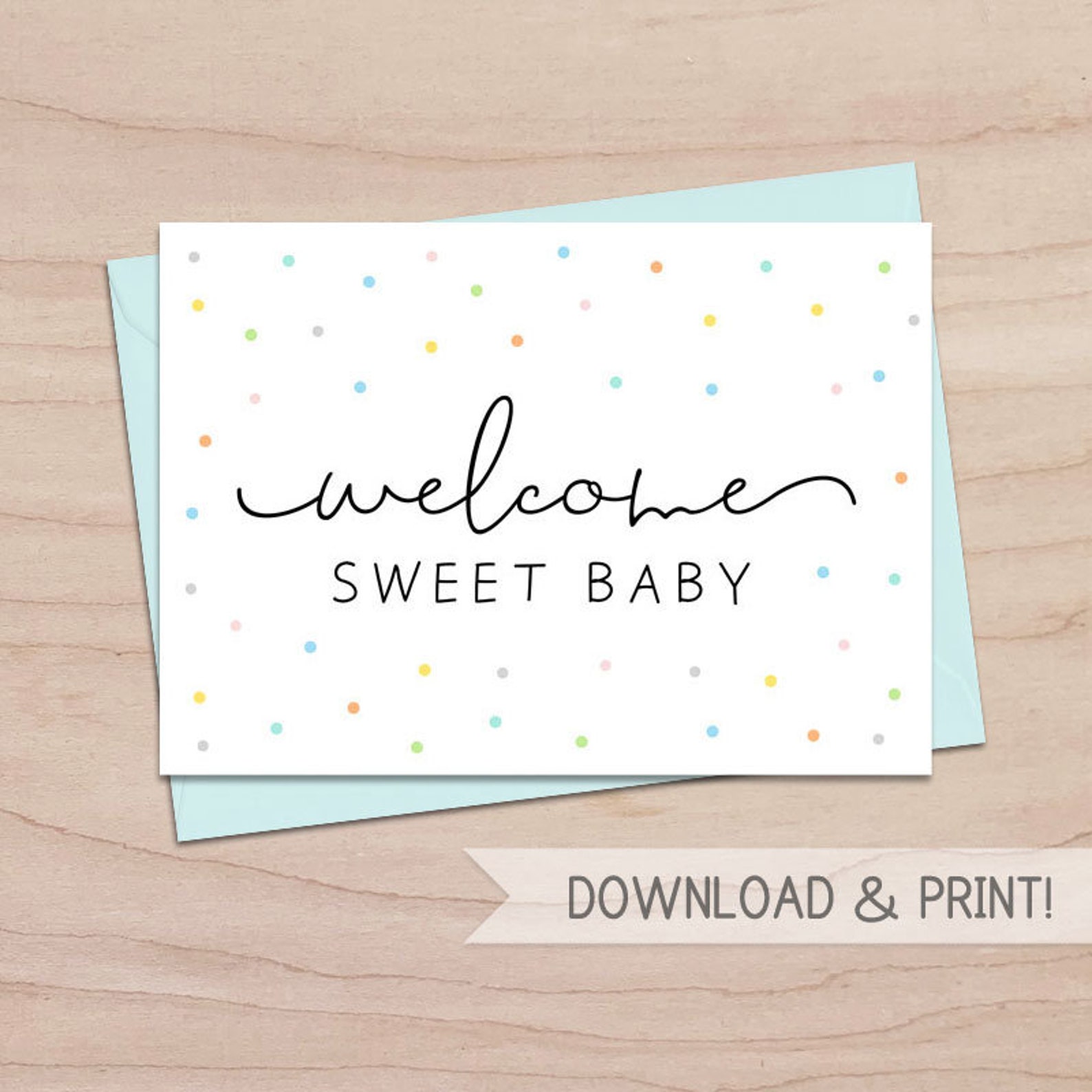 Welcome Sweet Baby Printable Card / Instant Download PDF / - Etsy