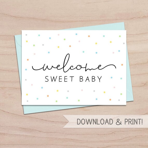 Welcome Sweet Baby Printable Card / Instant Download PDF / - Etsy