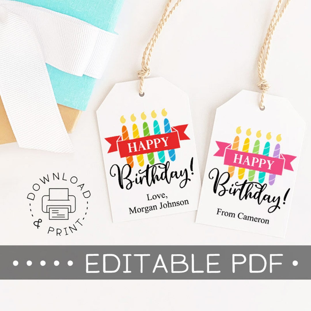 Editable & Printable Gift Tags / Happy Birthday Gift Tag / Just for You ...
