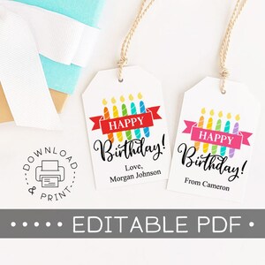 Editable & Printable Gift Tags / Happy Birthday Gift Tag / Just for You ...