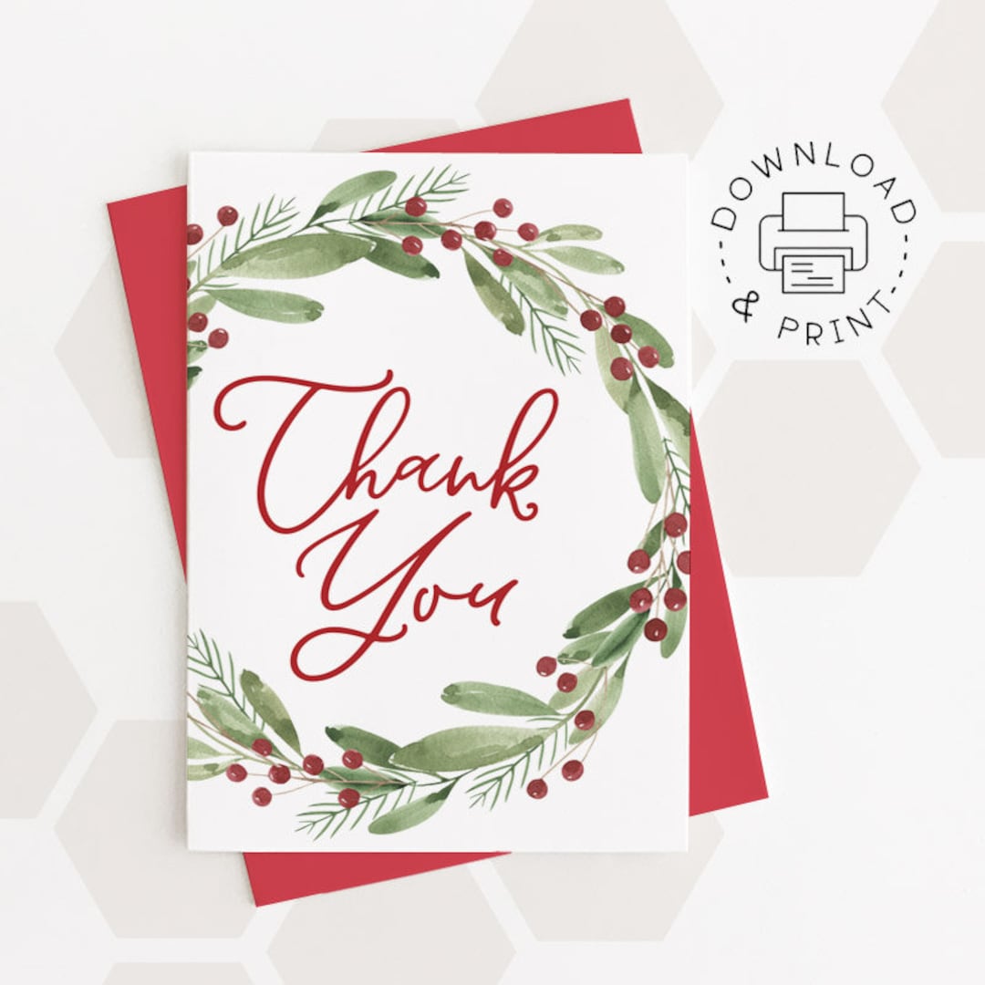Christmas Thank You Printable Card / Instant Download PDF / Holidays ...